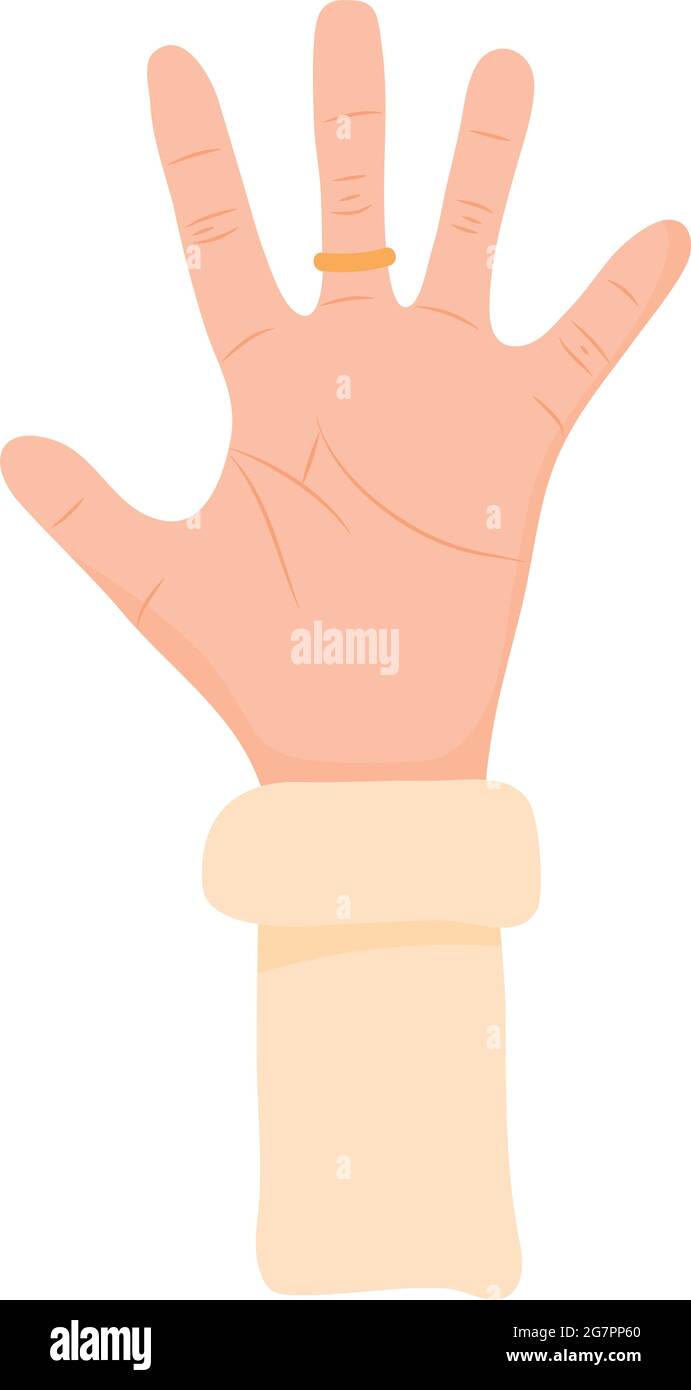 hand with gold ring on white background Stock Vector Image & Art - Alamy