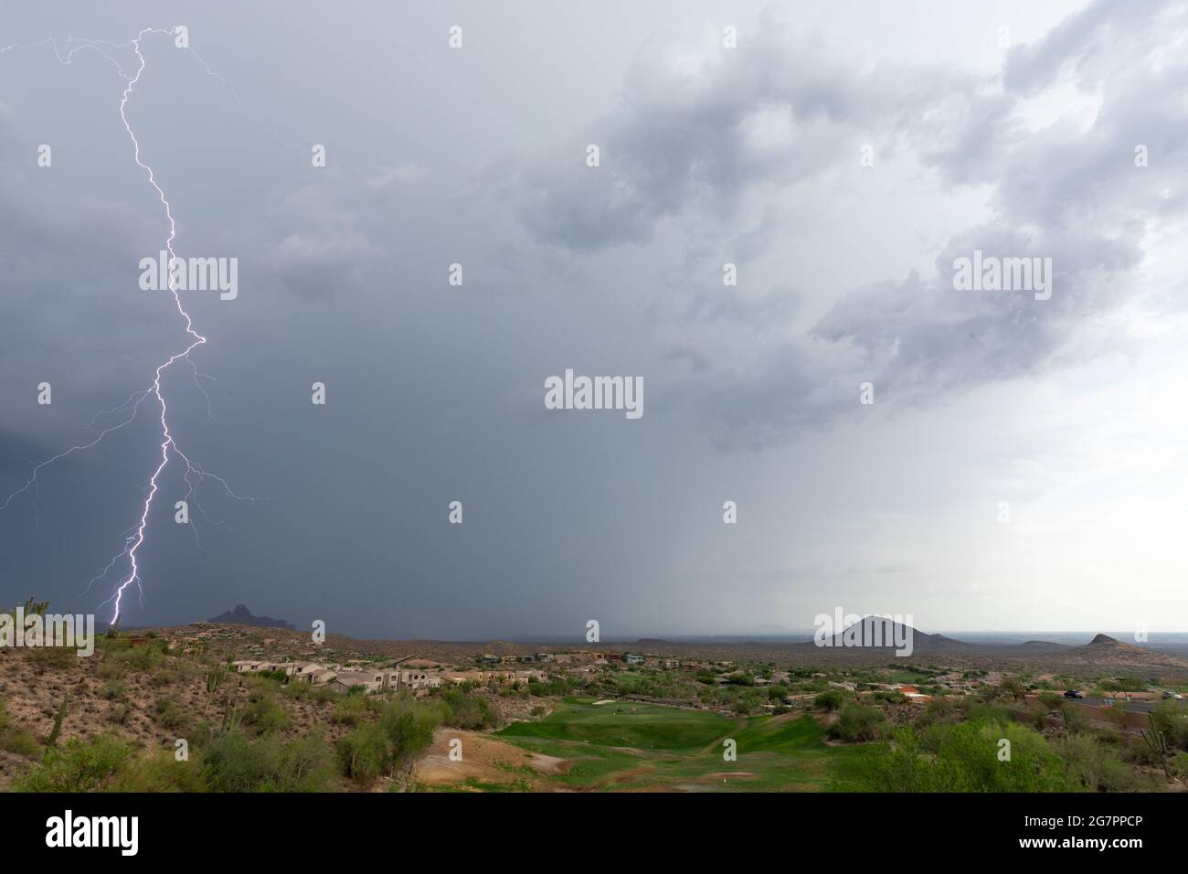 Lightning from a severe thunderstorm over Mesa, Arizona as seen on July ...