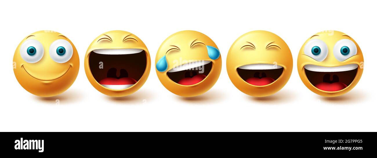 Smileys happy face vector set. Smiley faces and emoticon happy, cool ...