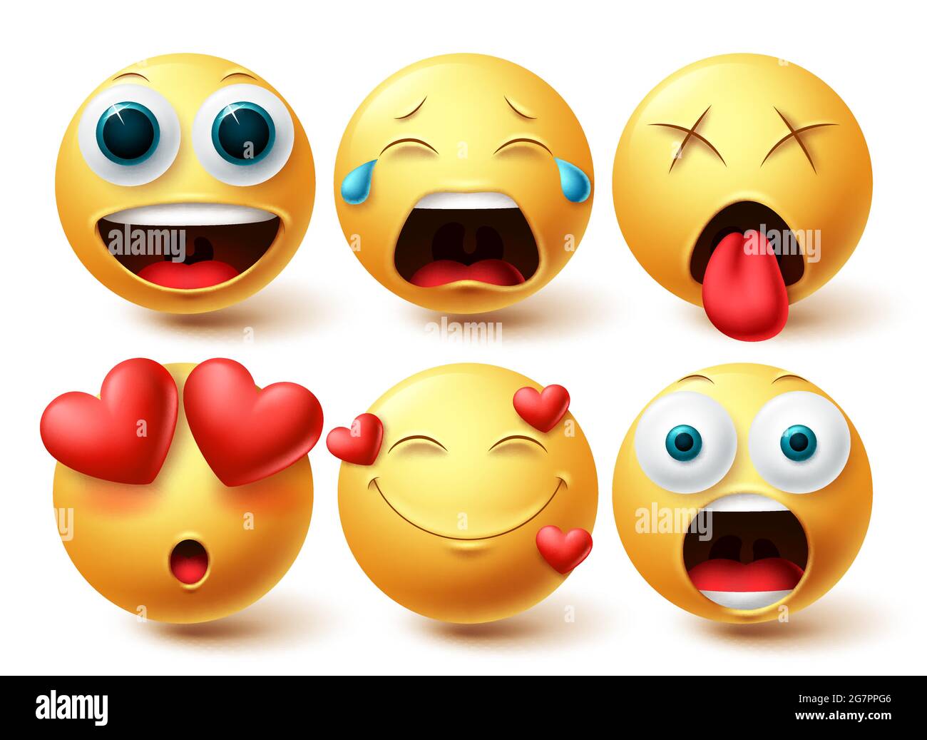 Emoji smileys in love face vector set. Smileys emoticon happy, in love ...