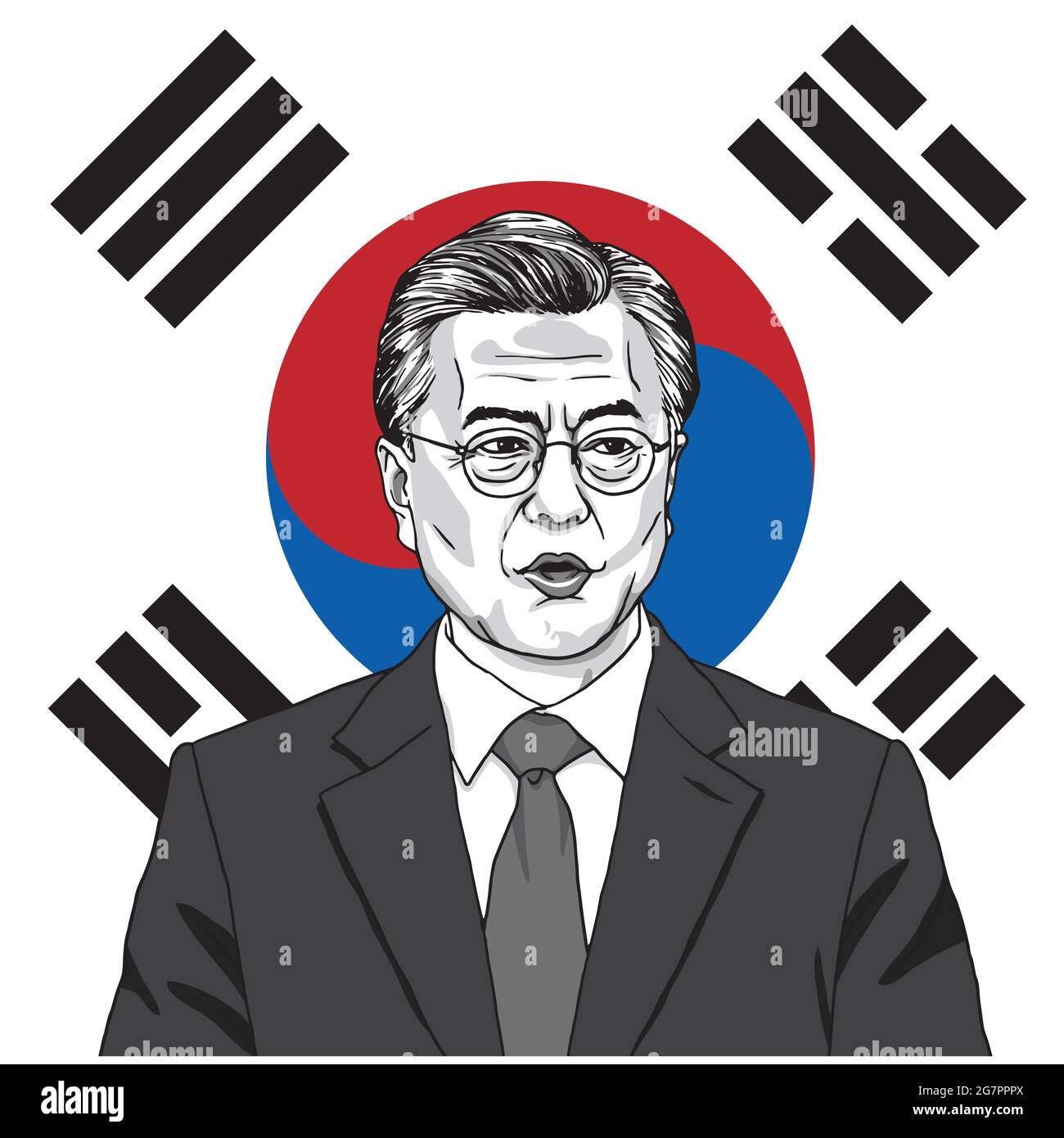 Moon Jae-in the President of South Korea. Vector Cartoon Illustration ...