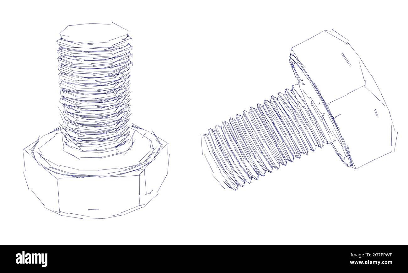 Sketch illustration of bolts Stock Photo - Alamy