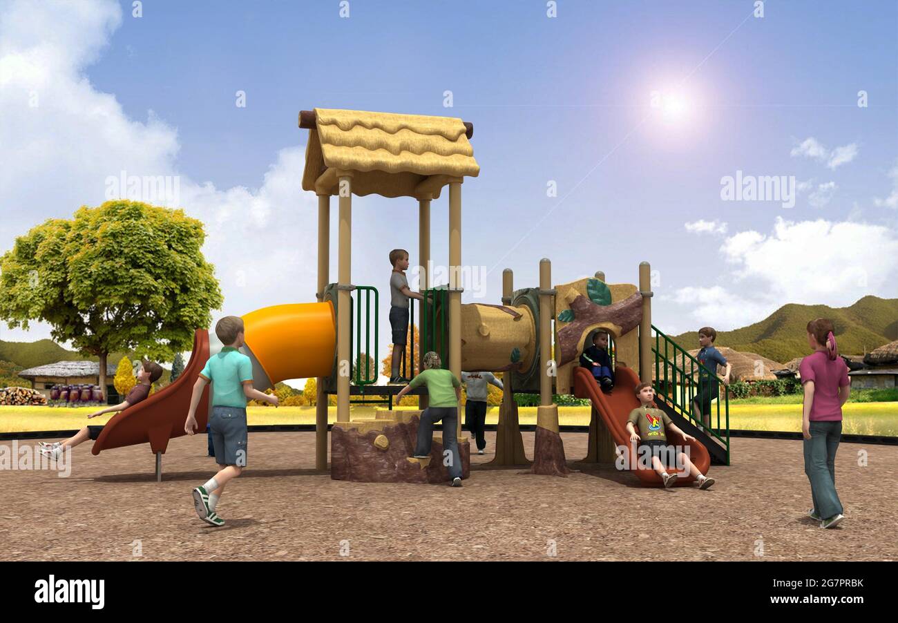 PARQUE DE JUEGOS PARA NIÑOS, PLAY PARK FOR CHILDREN – RENDER Stock ...
