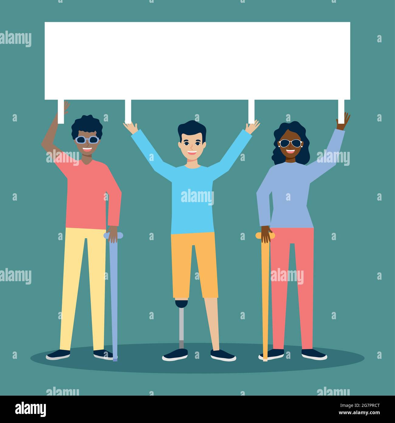 blind people and disabled man holding a poster Stock Vector Image & Art ...