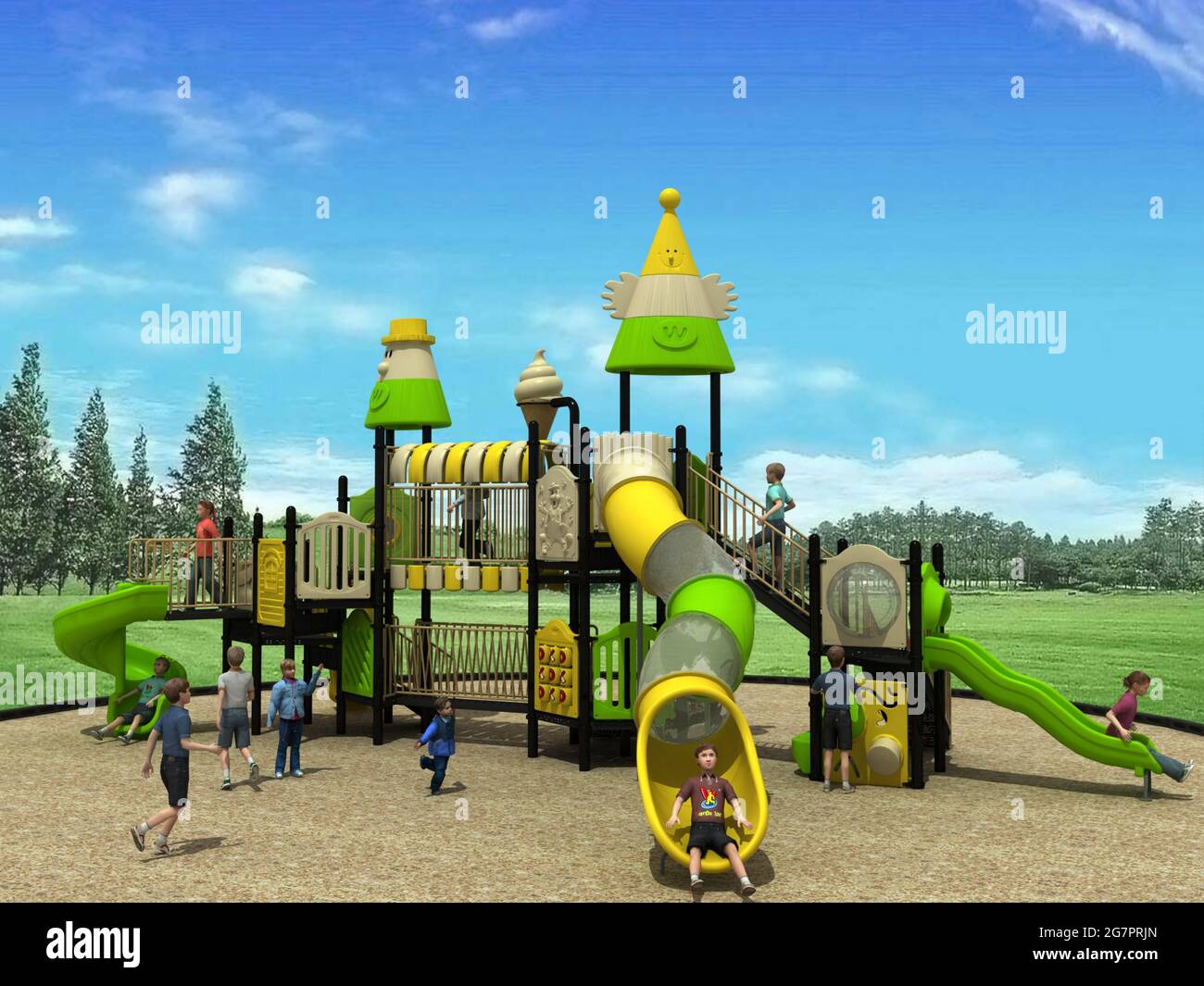 PARQUE DE JUEGOS PARA NIÑOS, PLAY PARK FOR CHILDREN – RENDER Stock ...