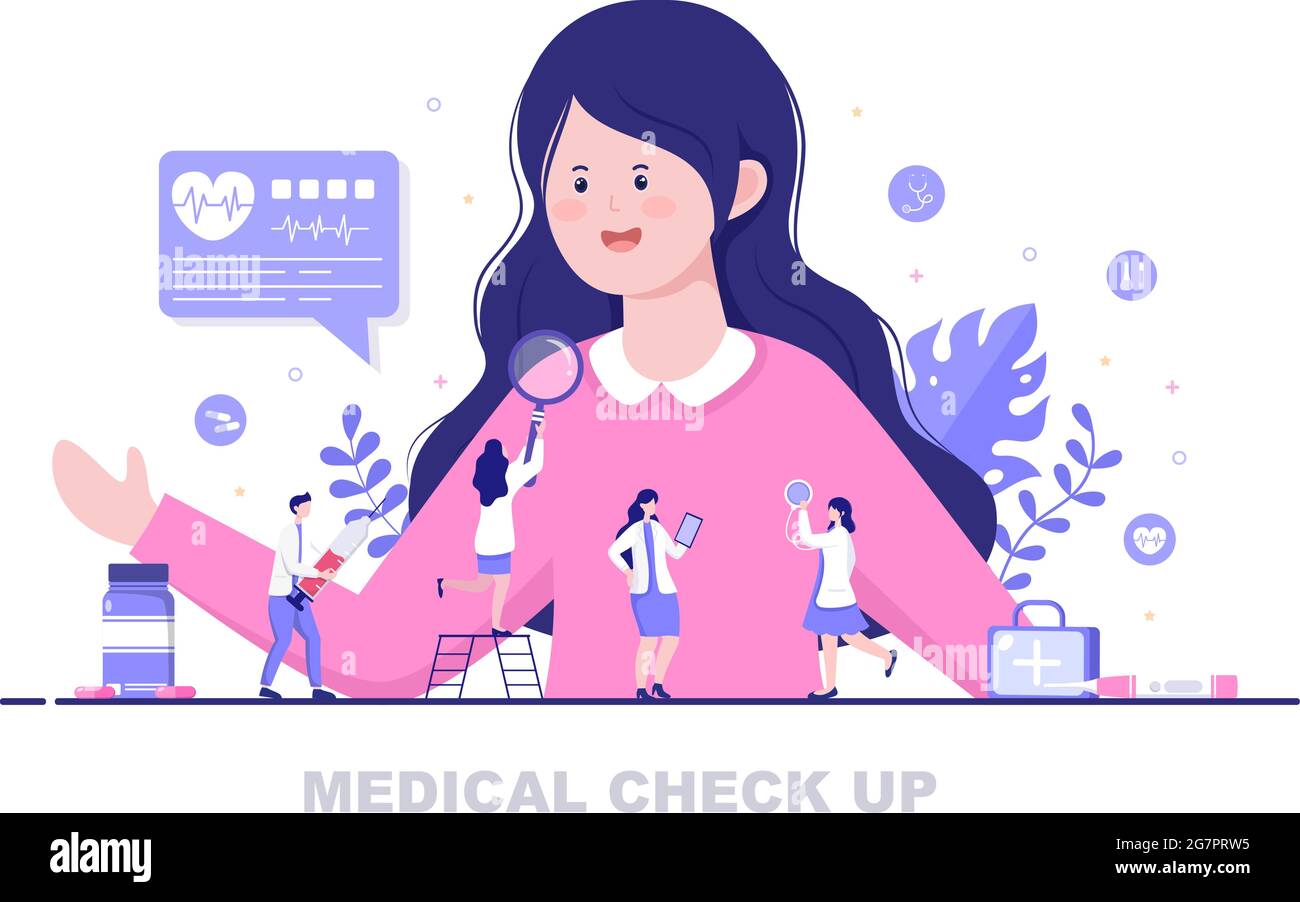 Medical Health Check up Background Landing Page Illustration. Doctor ...