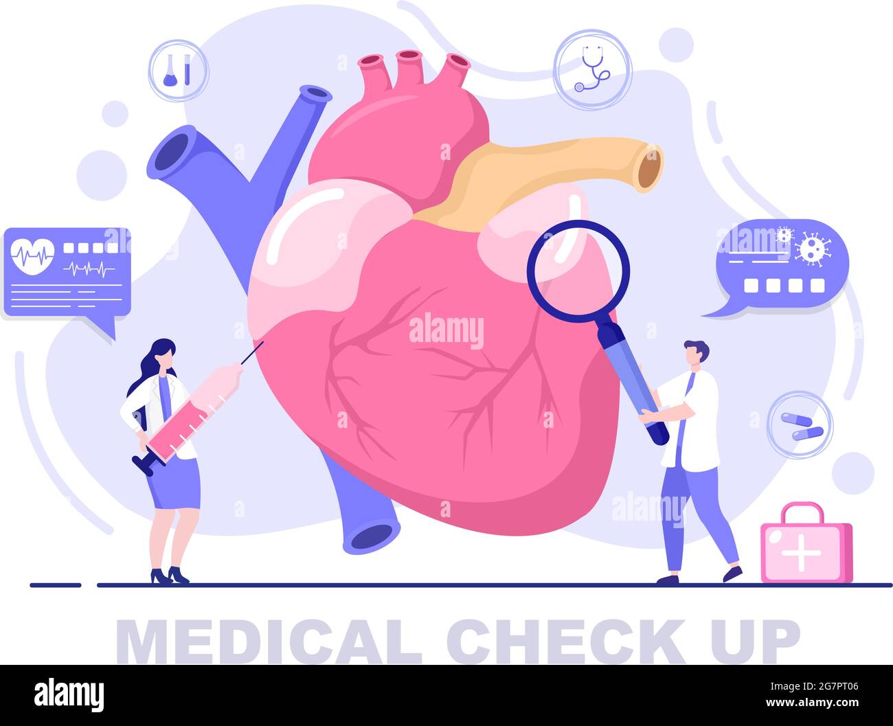 Medical Health Check up Background Landing Page Illustration. Doctor ...