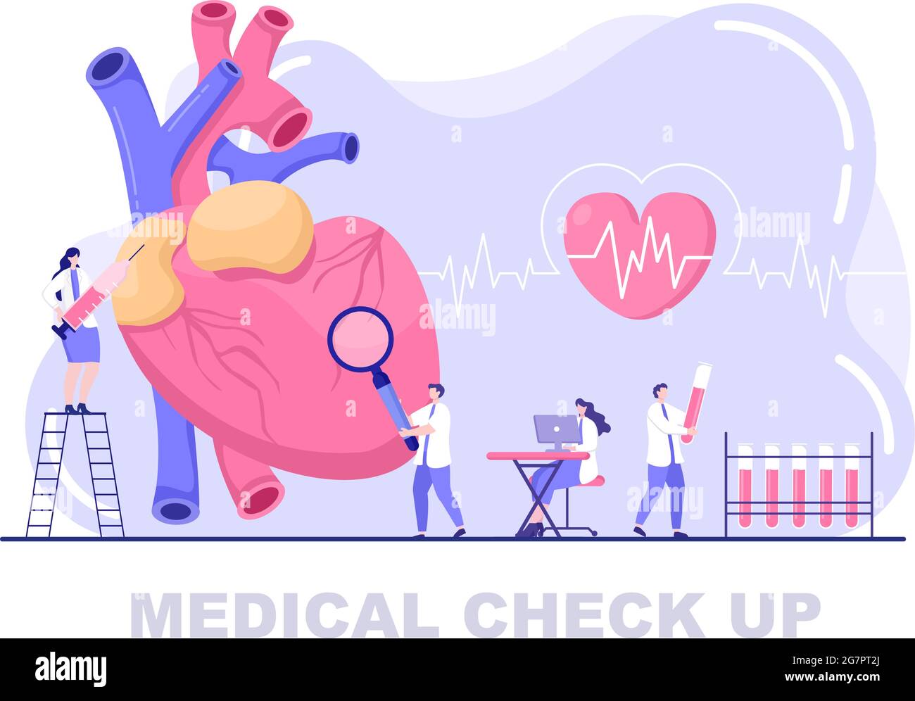 Medical Health Check up Background Landing Page Illustration. Doctor ...