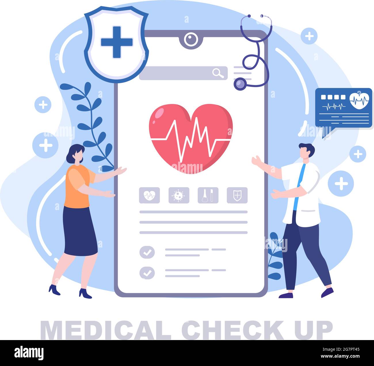 Medical Health Check up Background Landing Page Illustration. The ...