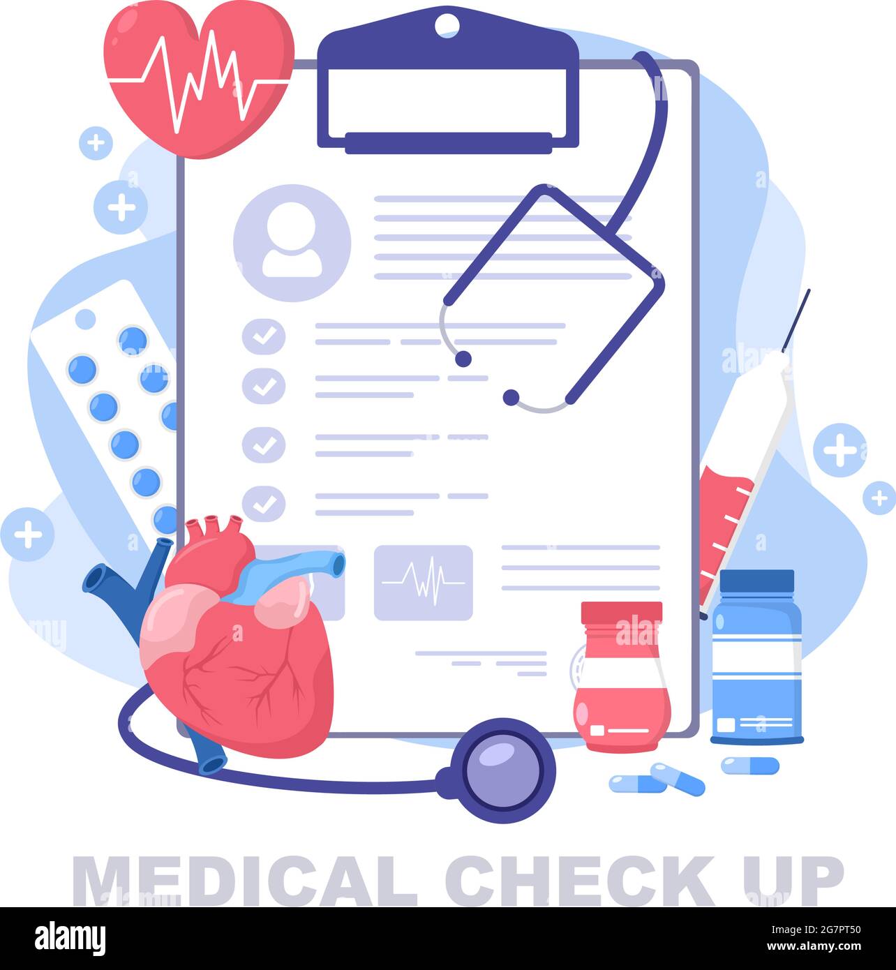 Medical Health Check up Background Landing Page Illustration. The ...