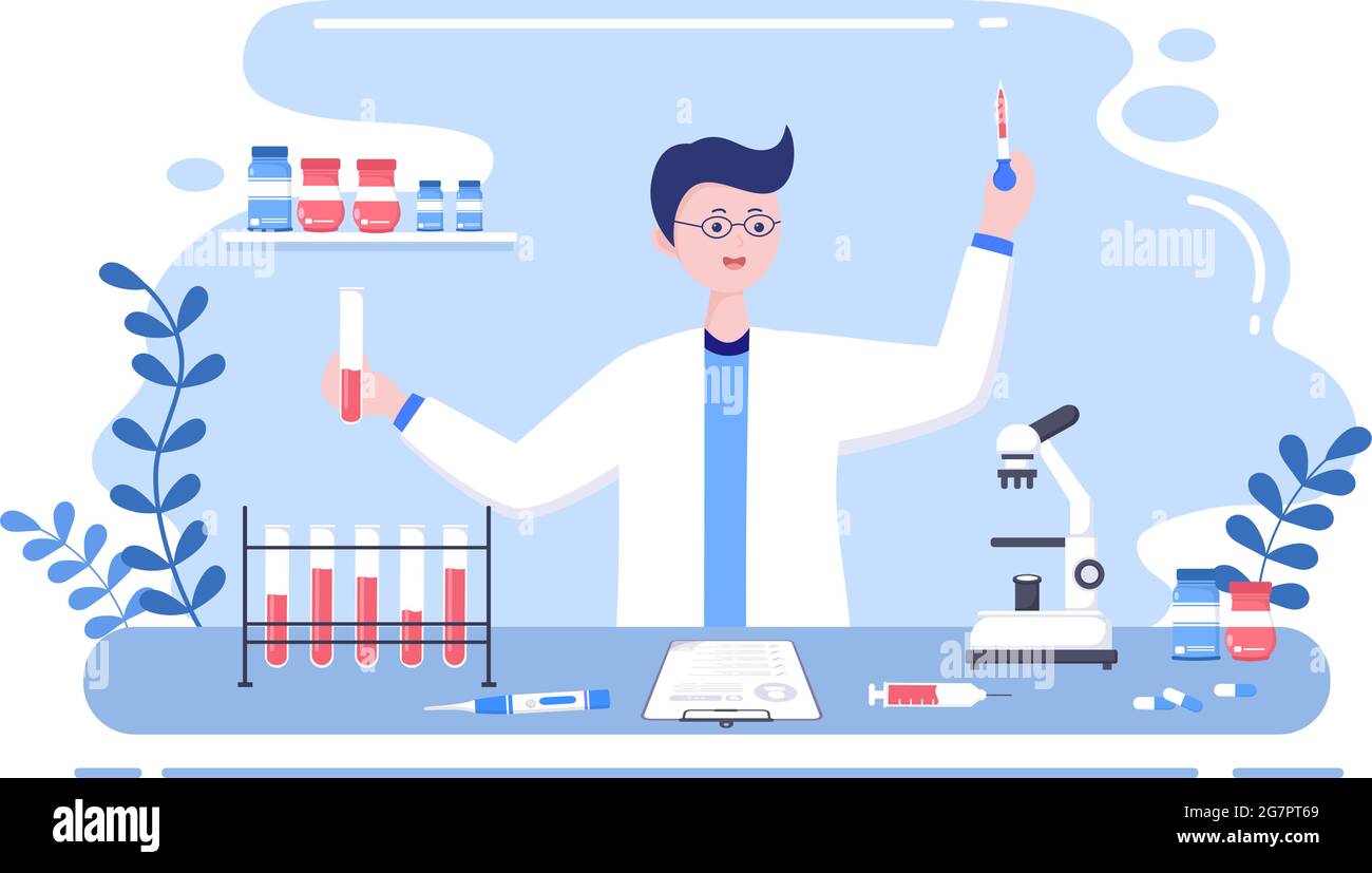 Medical Health Check up Background Landing Page Illustration With ...