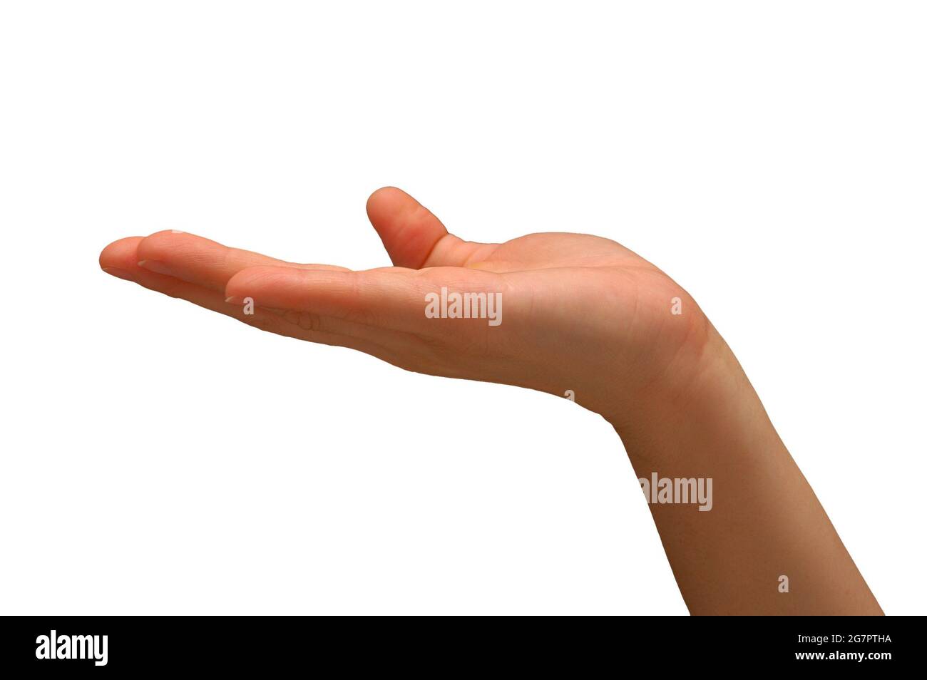Closeup of an outstretched hand signaling " in support of something ...