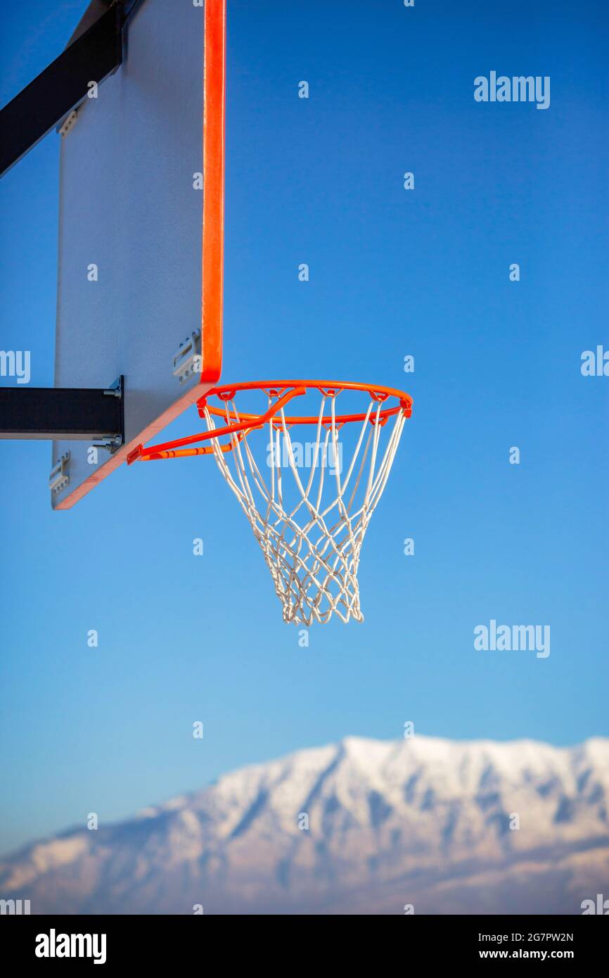 Vertical shot of a basketball hoop Stock Photo - Alamy