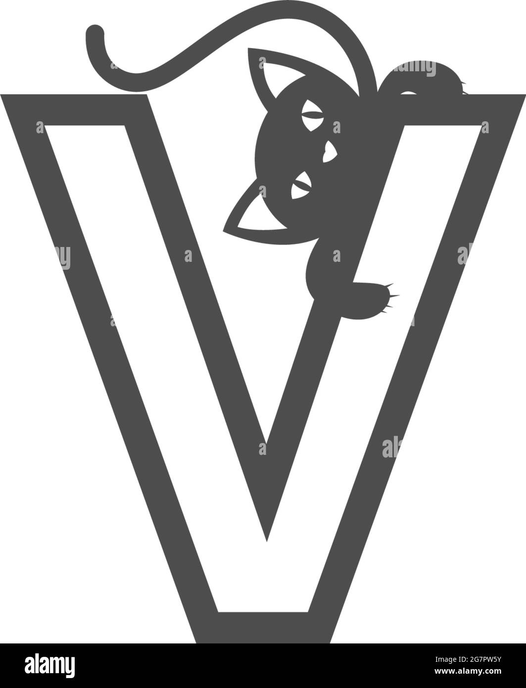 Letter V with black cat icon logo design template vector Stock Vector ...