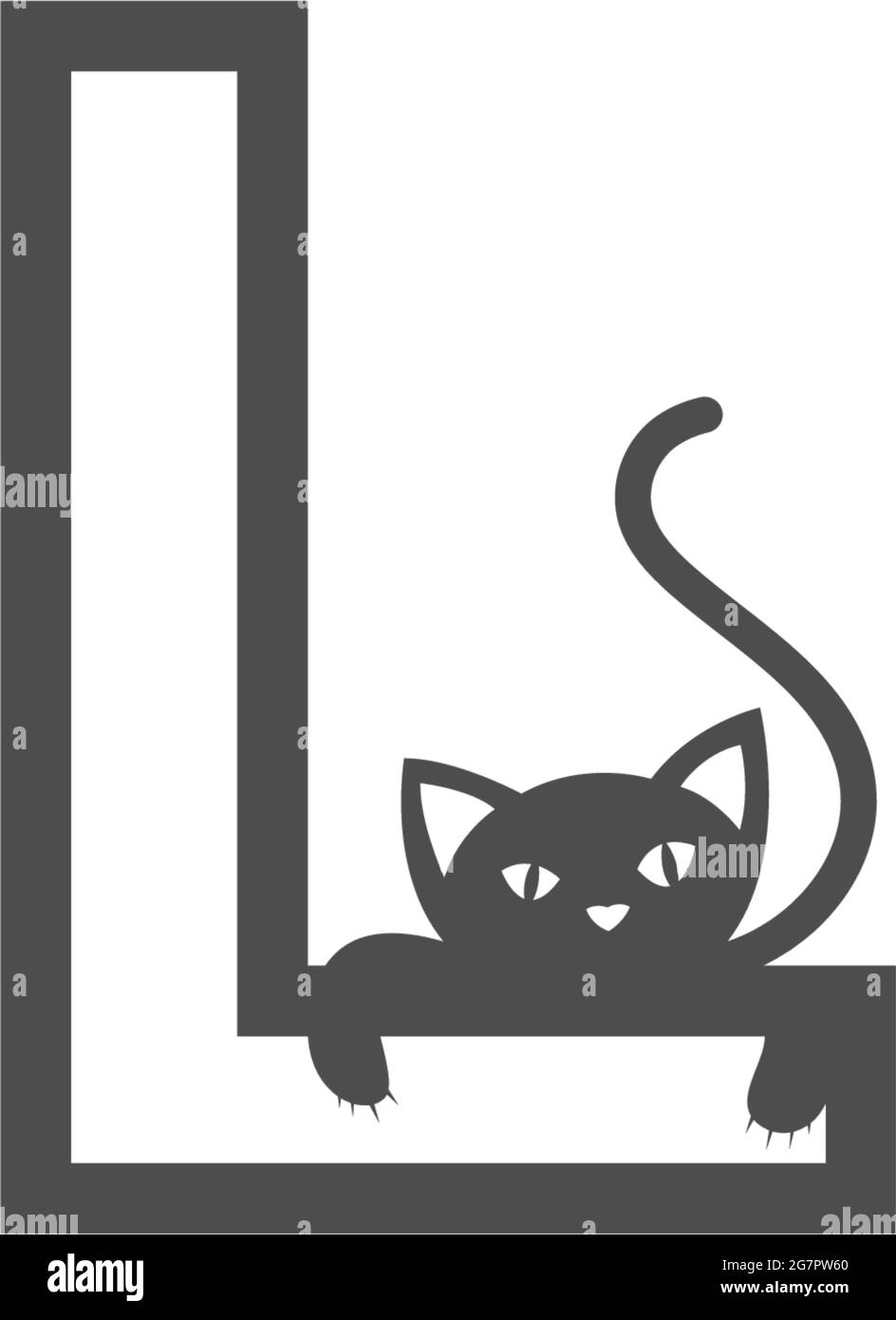 Letter L with black cat icon logo design template vector Stock Vector ...