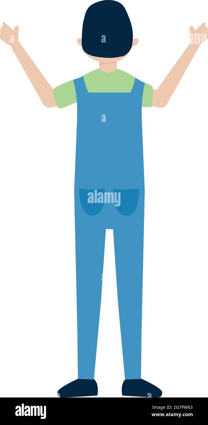 cartoon back builder man standing Stock Vector Image & Art - Alamy