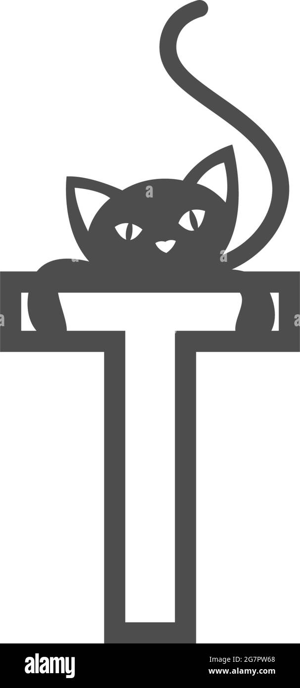 Letter T with black cat icon logo design template vector Stock Vector ...