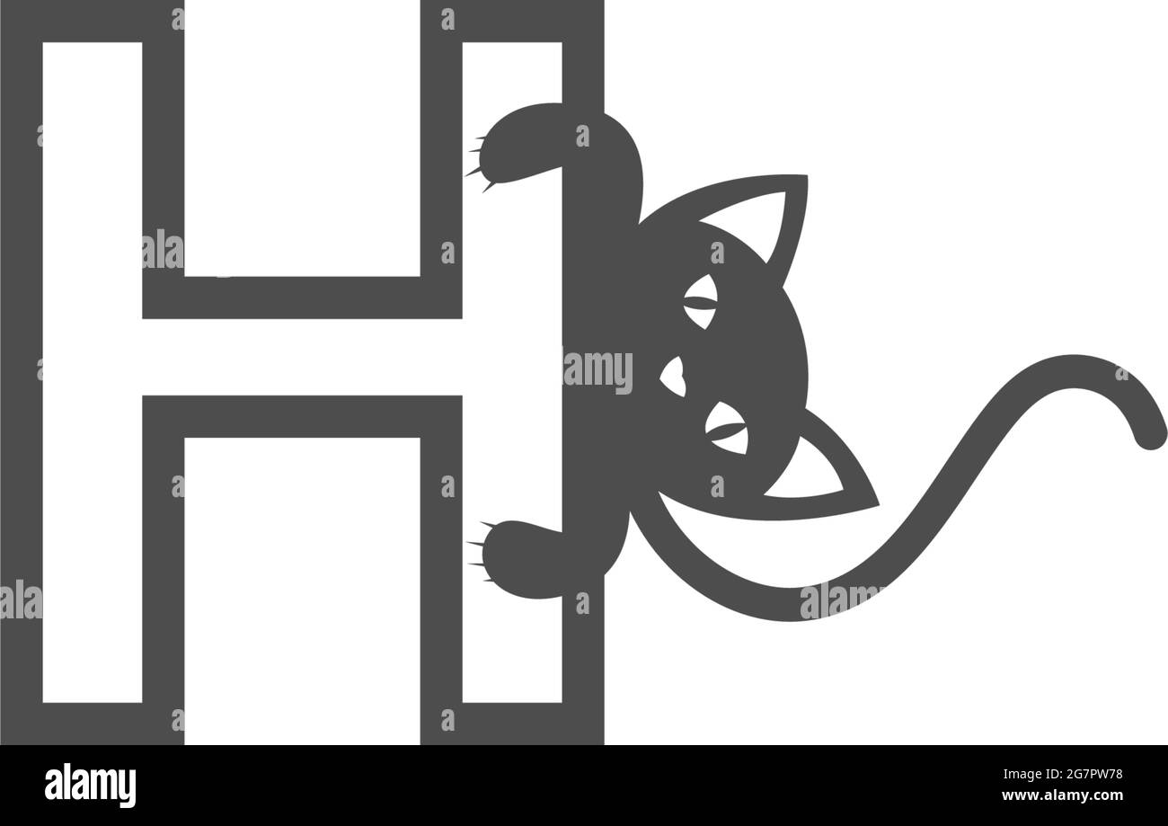 Letter H with black cat icon logo design template vector Stock Vector ...