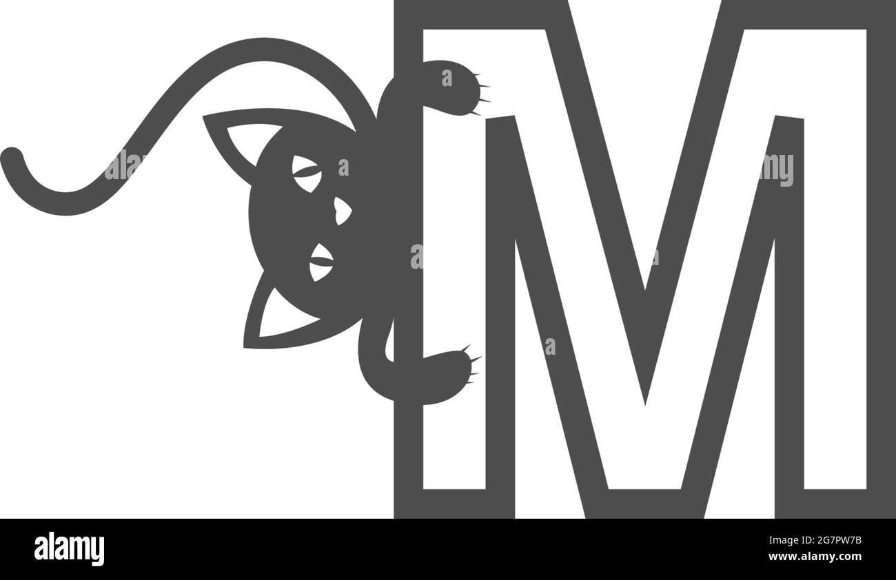 Letter M with black cat icon logo design template vector Stock Vector ...