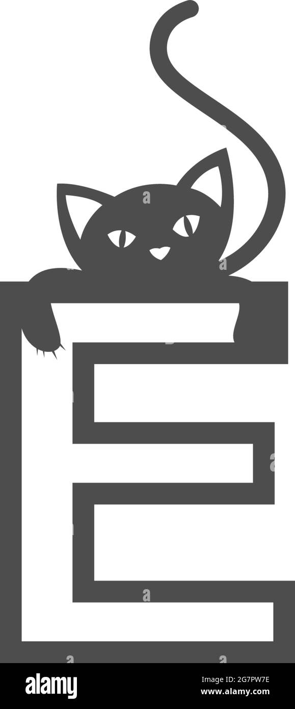 Letter E with black cat icon logo design template vector Stock Vector ...