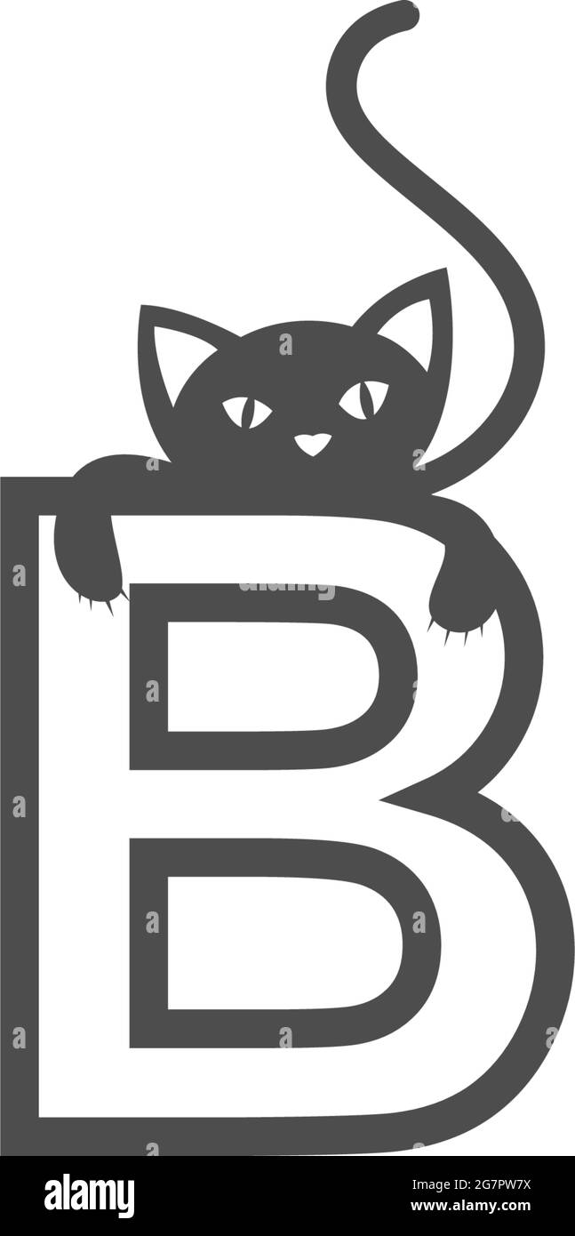 Letter B with black cat icon logo design template vector Stock Vector ...