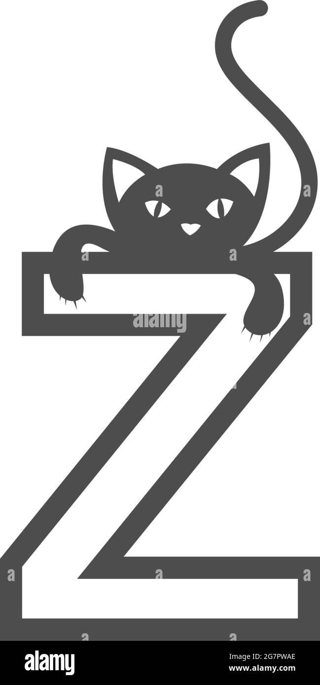 Letter Z with black cat icon logo design template vector Stock Vector ...