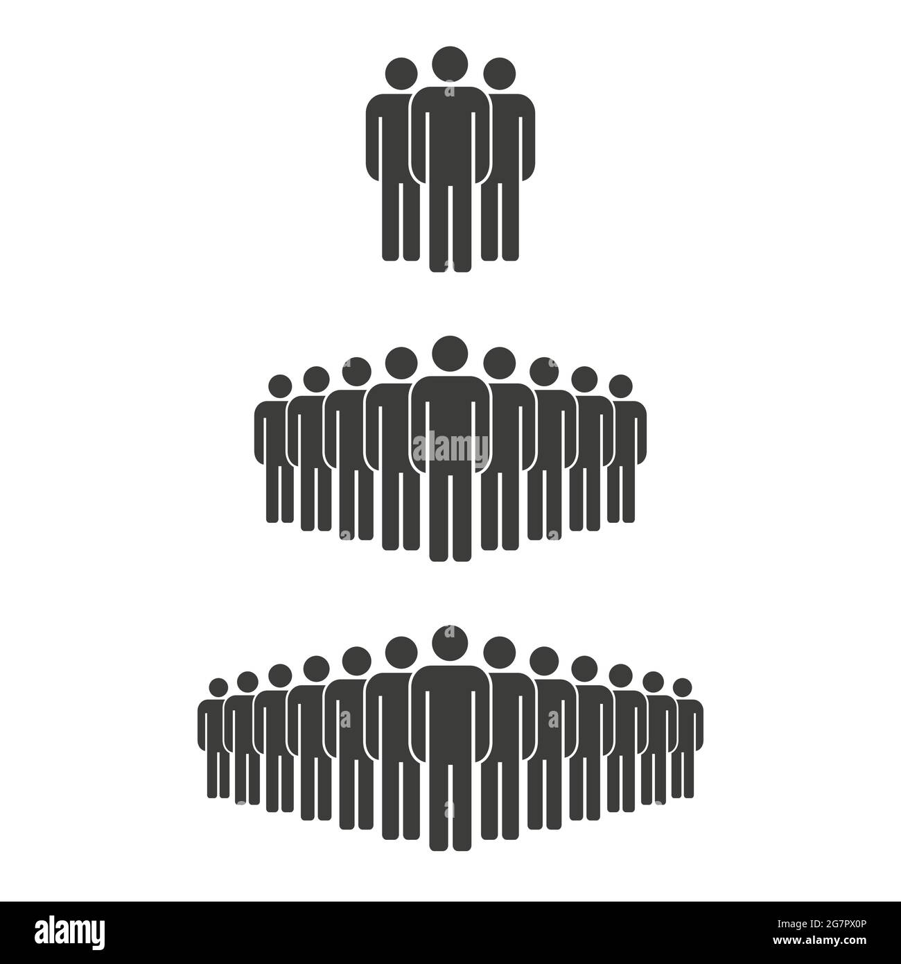 Small, medium and large group of people. Male people crowd silhouette ...