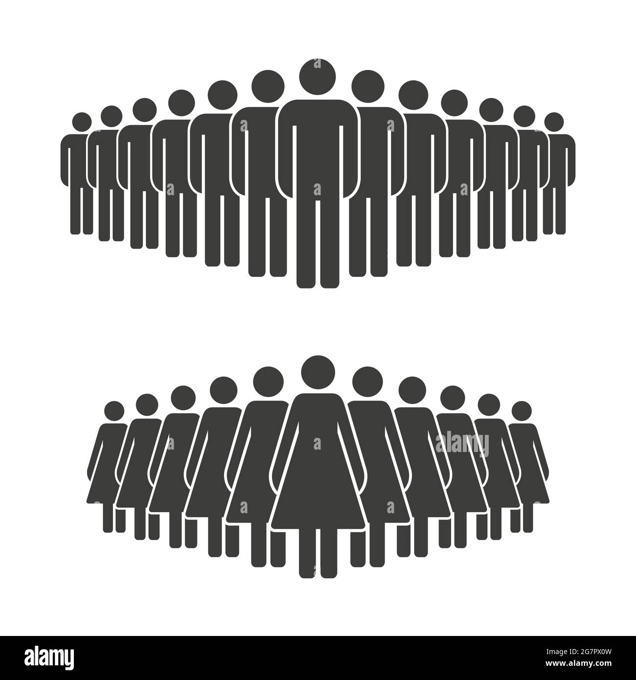 Large Group Of Men And Women People Crowd Silhouette Icon Persons