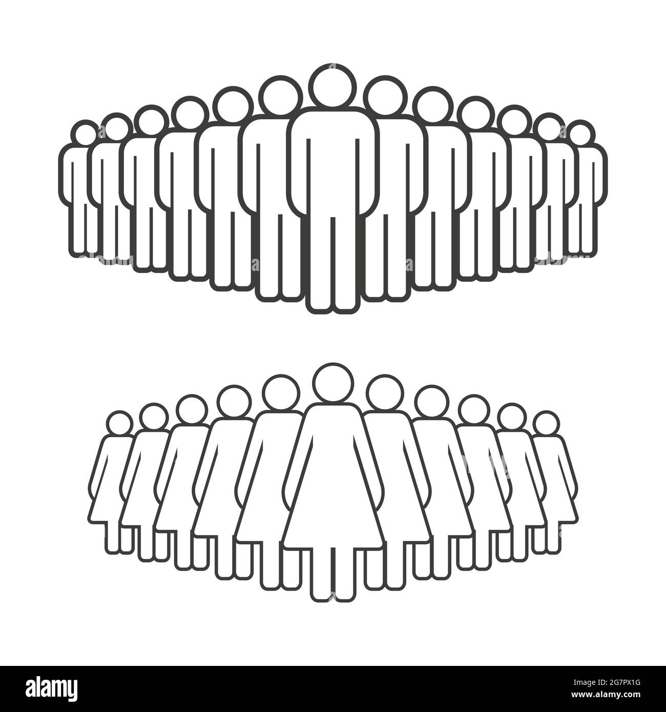Large group of men and women. People crowd line icon. Persons symbol ...