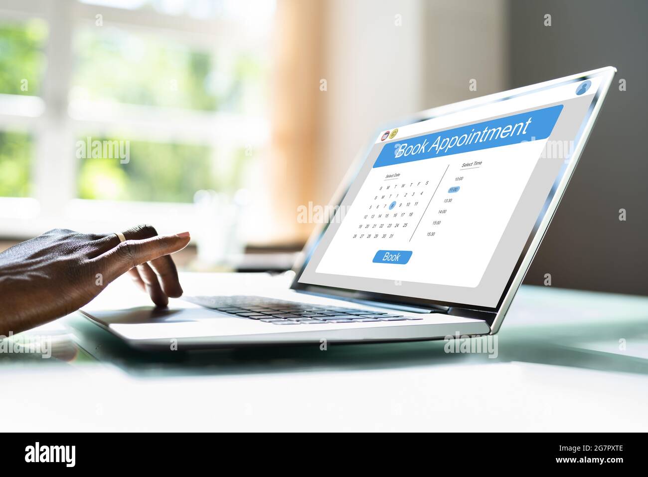 Booking Meeting Appointment On Laptop Computer Online Stock Photo - Alamy