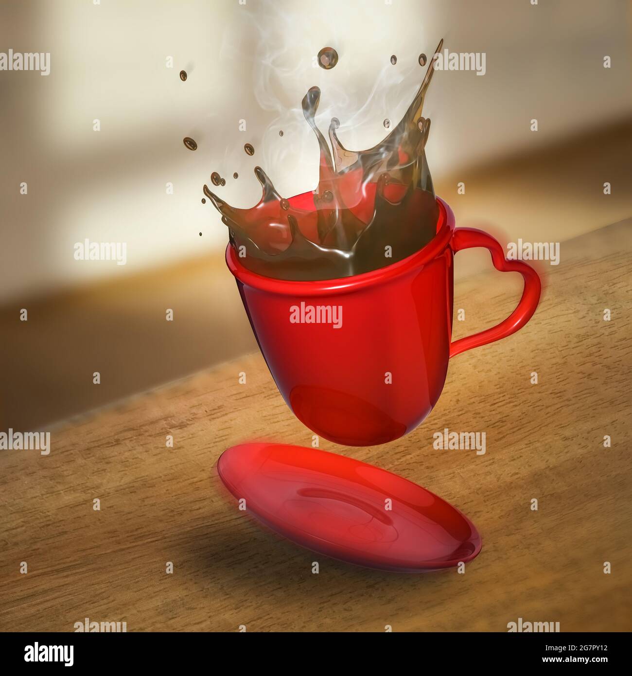 3d red coffee cup splash hi-res stock photography and images - Alamy