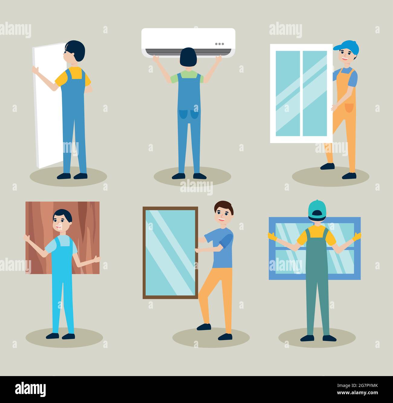 Installation workers icon set design Stock Vector Image & Art - Alamy