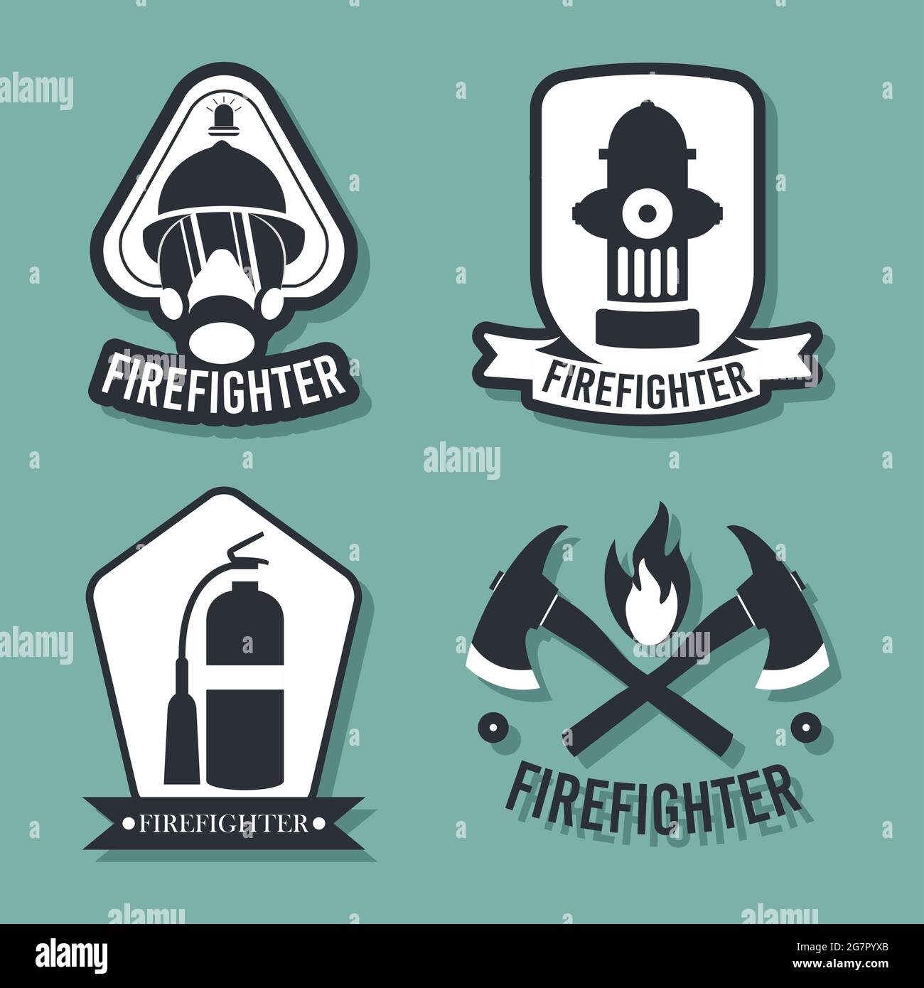 firefighter badge icon set design Stock Vector Image & Art - Alamy