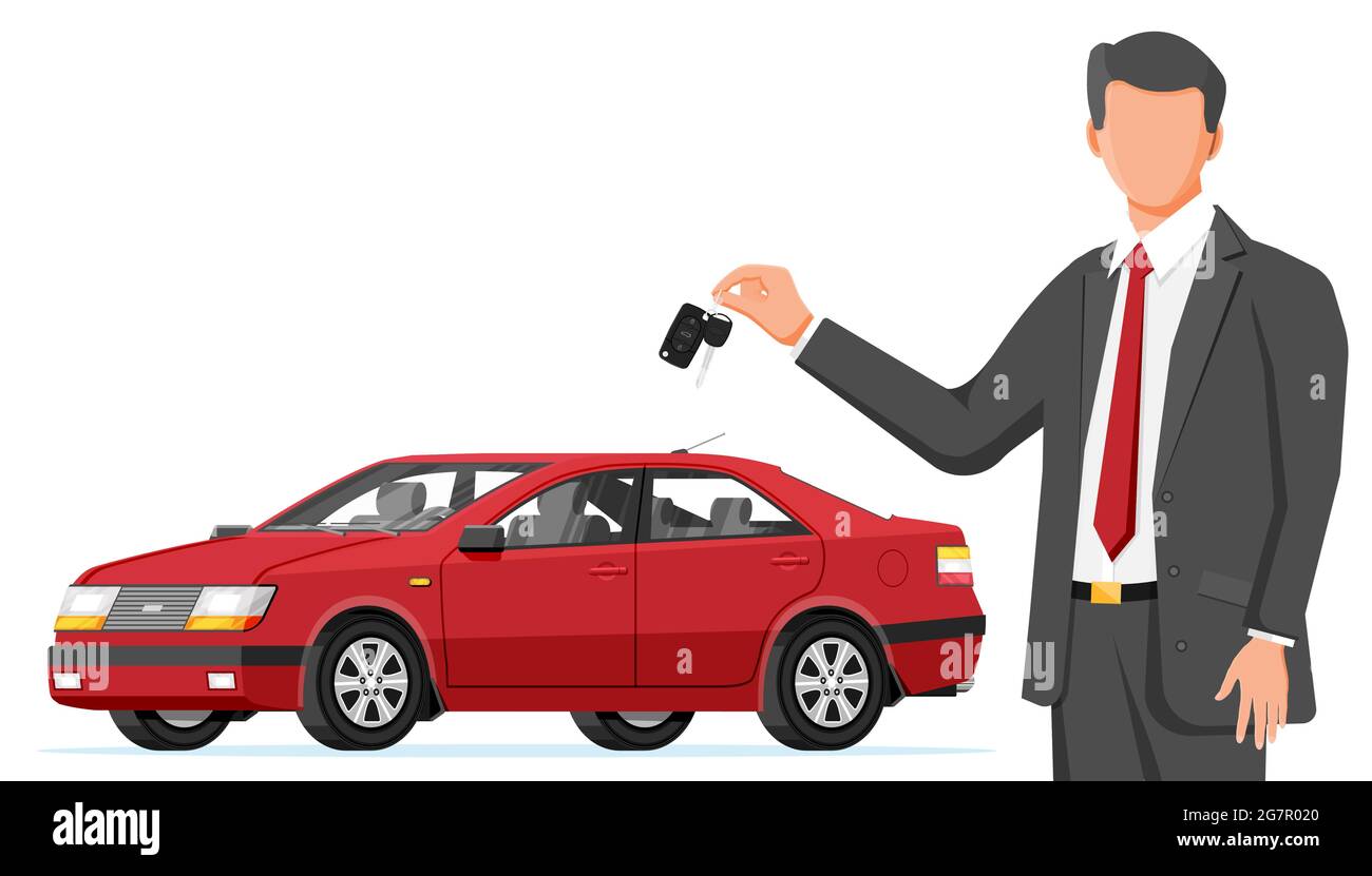 Passenger Car and Businessman Holding Key Stock Vector Image & Art - Alamy