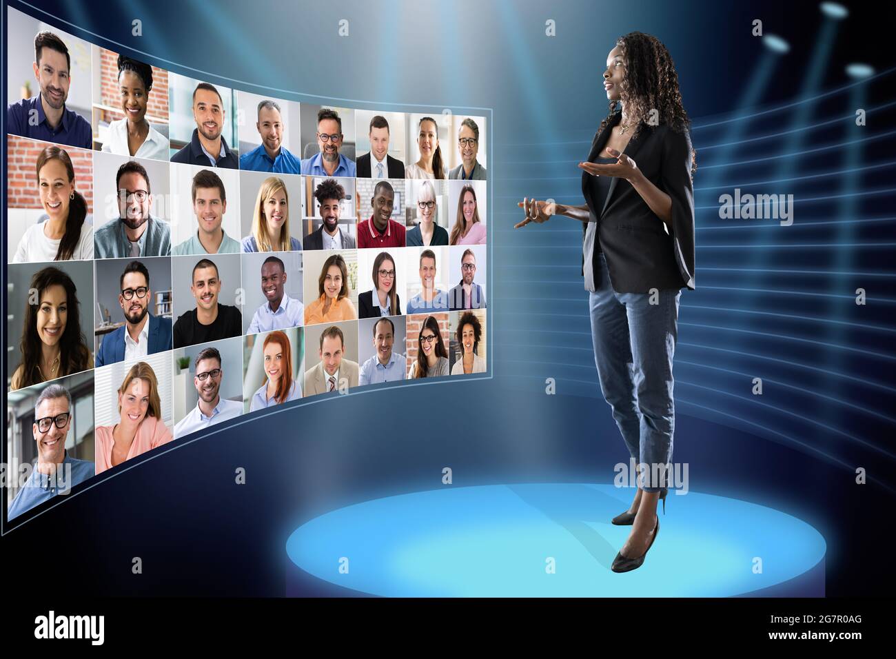Online Live Conference Event With Virtual Audience Stock Photo - Alamy