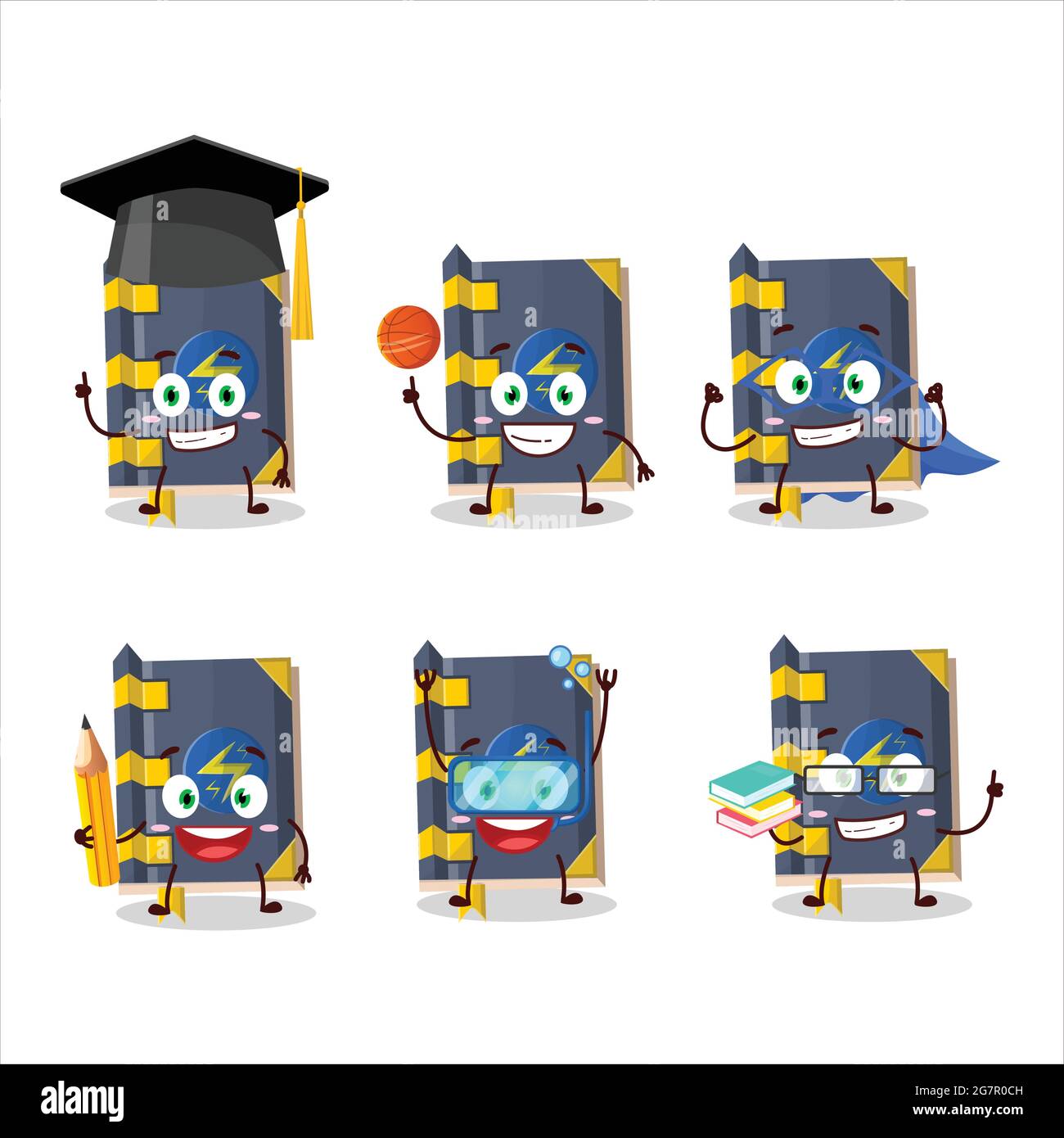 School student of lightning book of magic cartoon character with ...