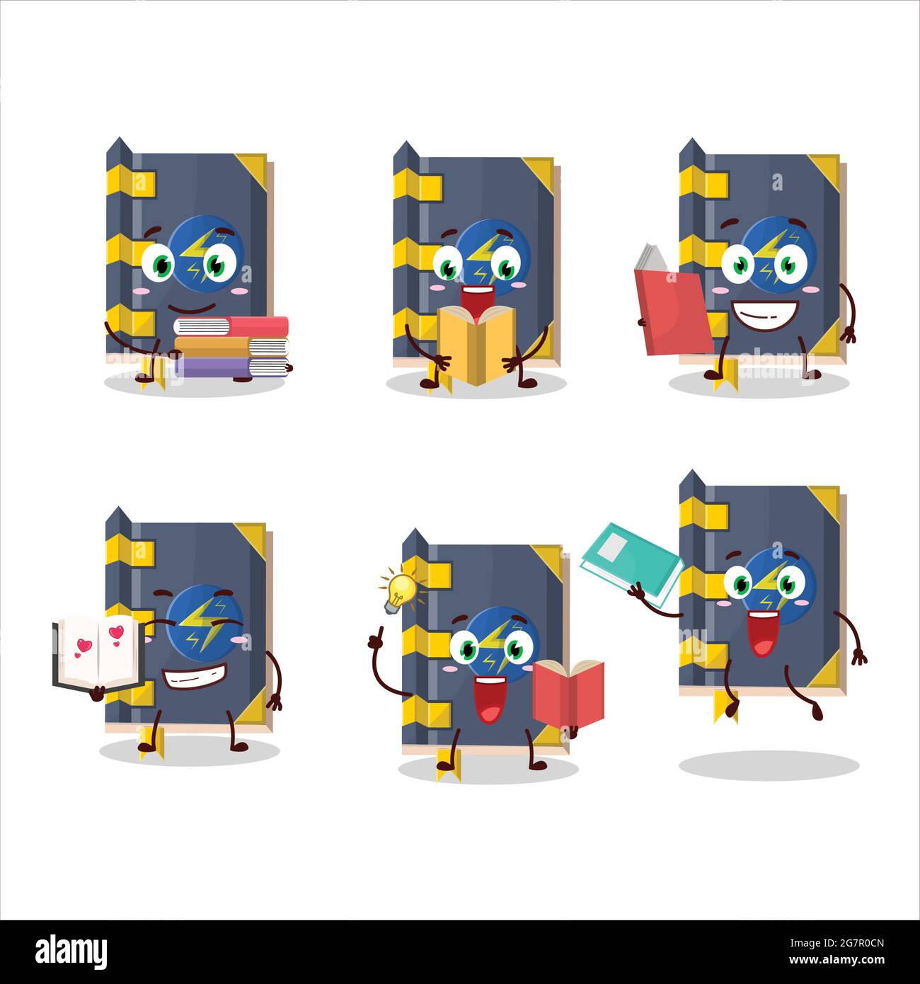 A picture of lightning book of magic cartoon character concept reading ...