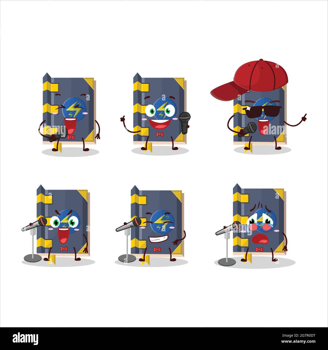 A Cute Cartoon design concept of lightning book of magic singing a ...