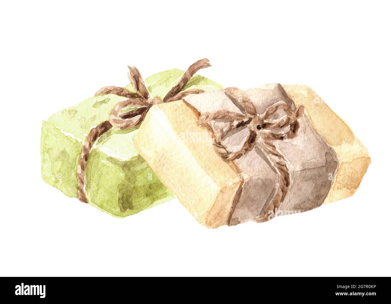 Natural handmade soap. Watercolor hand drawn illustration, isolated on ...