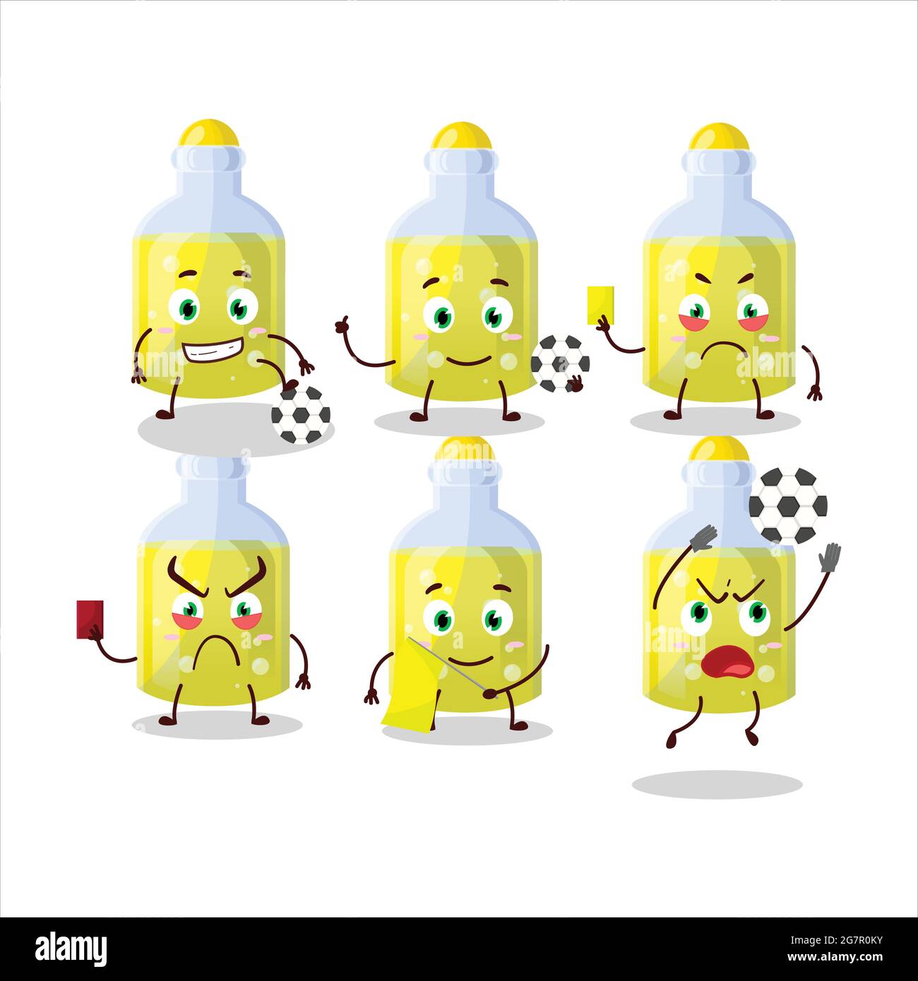 Yellow magic potion cartoon character working as a Football referee ...