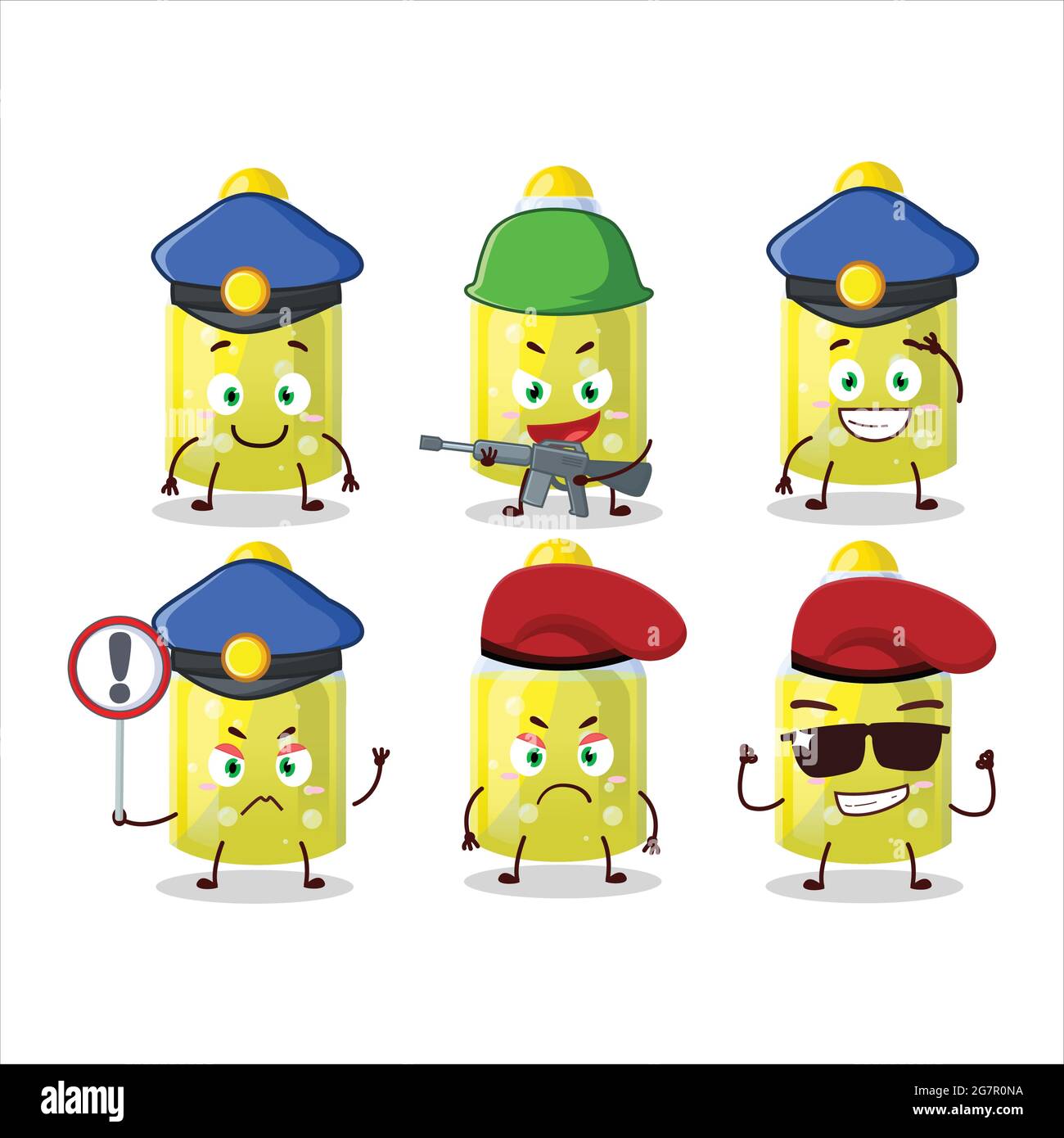 A dedicated Police officer of yellow magic potion mascot design style ...