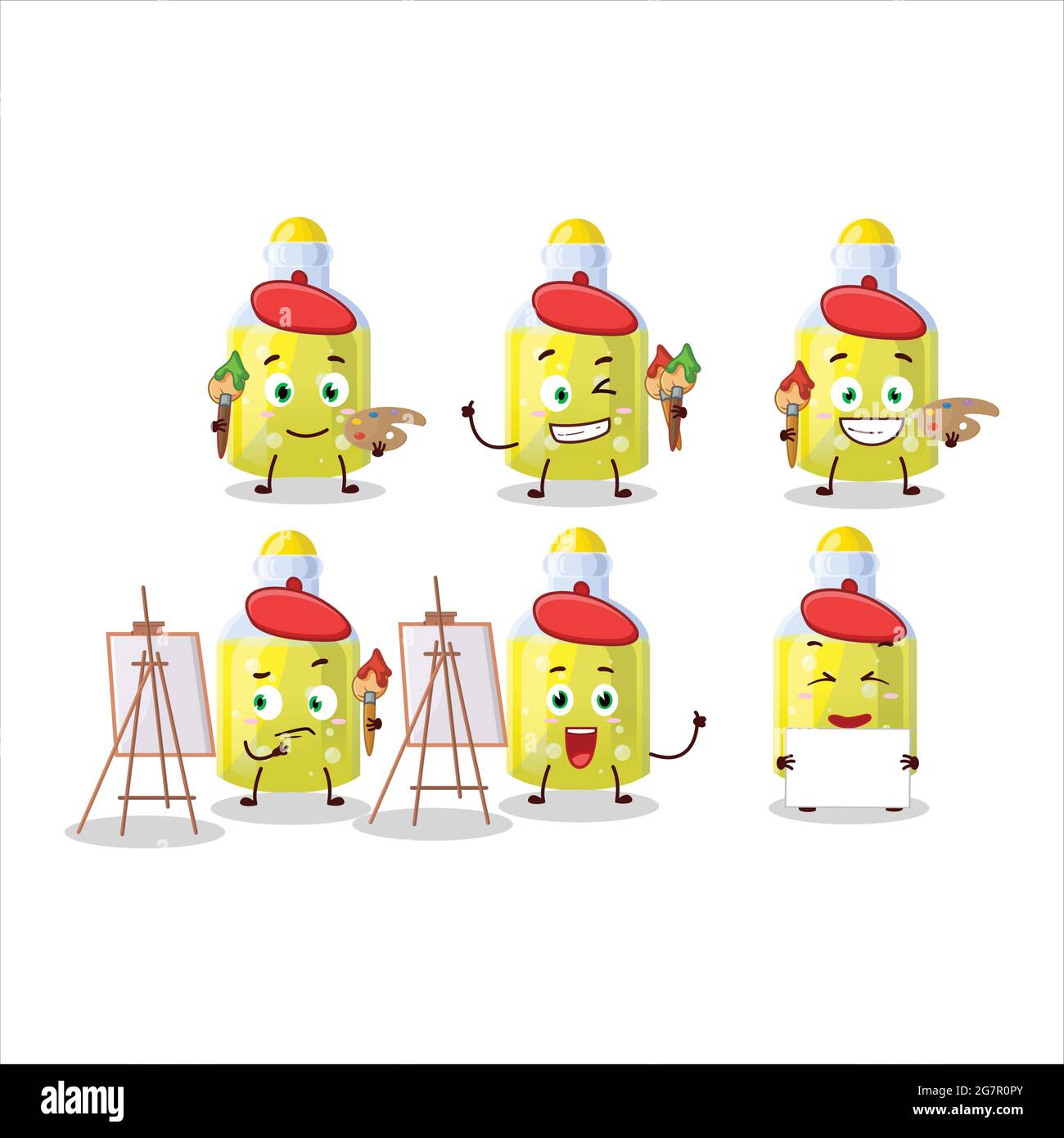 Artistic Artist of yellow magic potion cartoon character painting with ...
