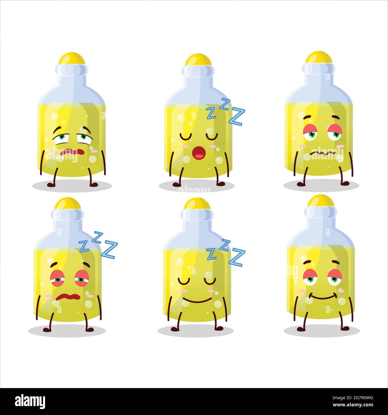 Cartoon character of yellow magic potion with sleepy expression. Vector ...