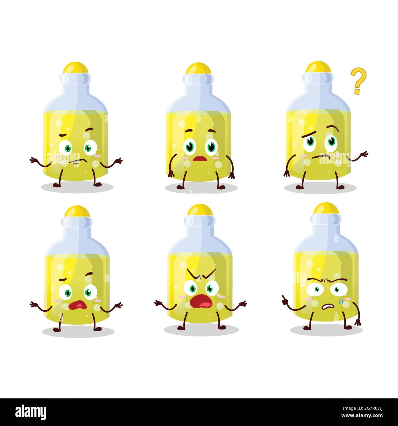 Cartoon character of yellow magic potion with what expression. Vector ...