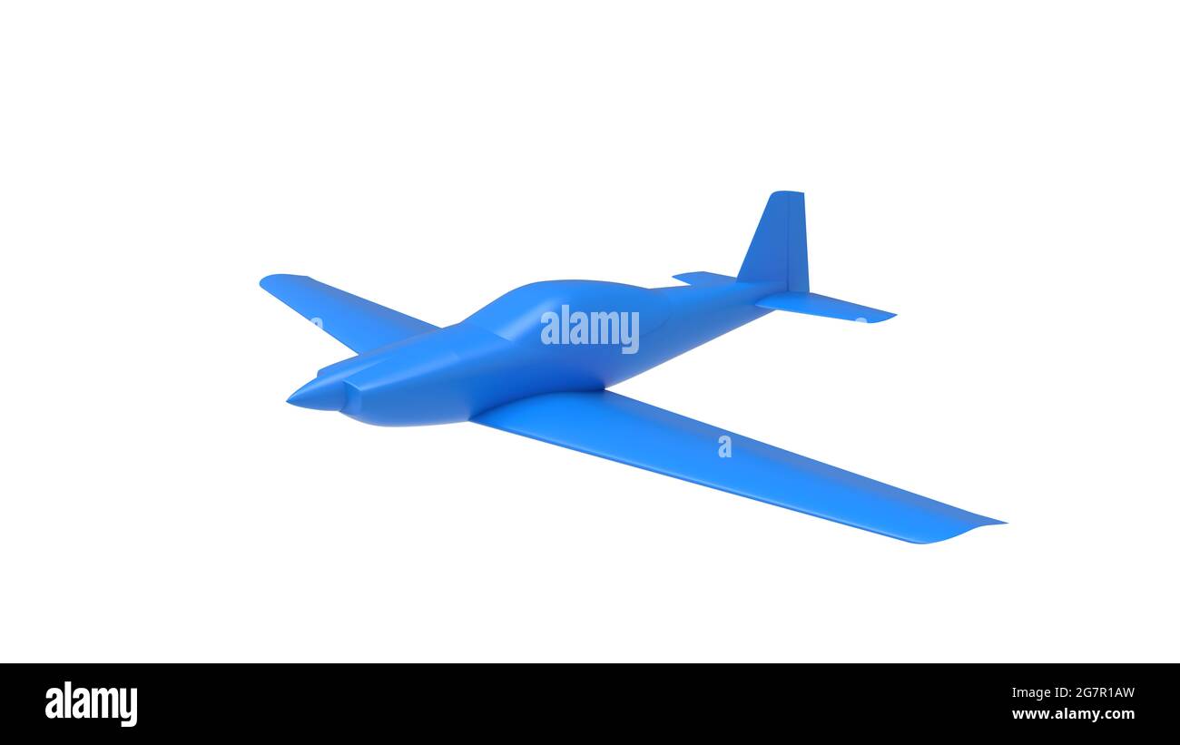 3D rendering of a small airplane outline computer model isolated on ...