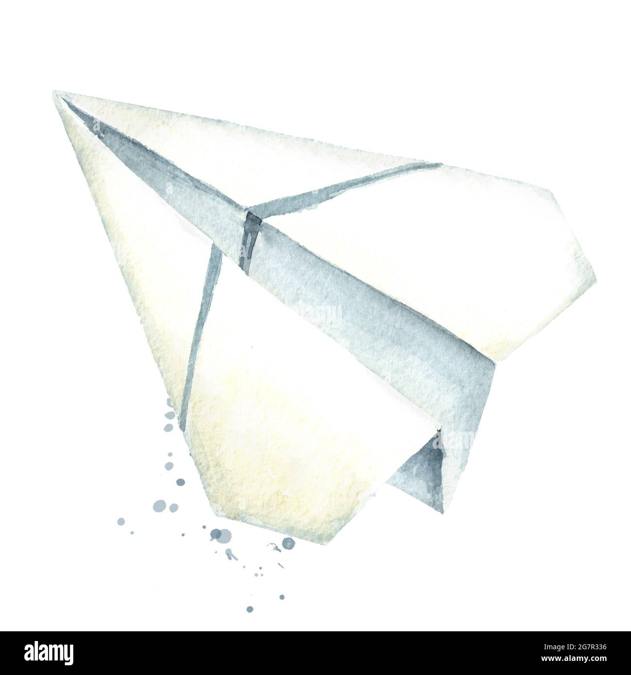 Paper plane. Graphic design element. Watercolor hand drawn illustration ...