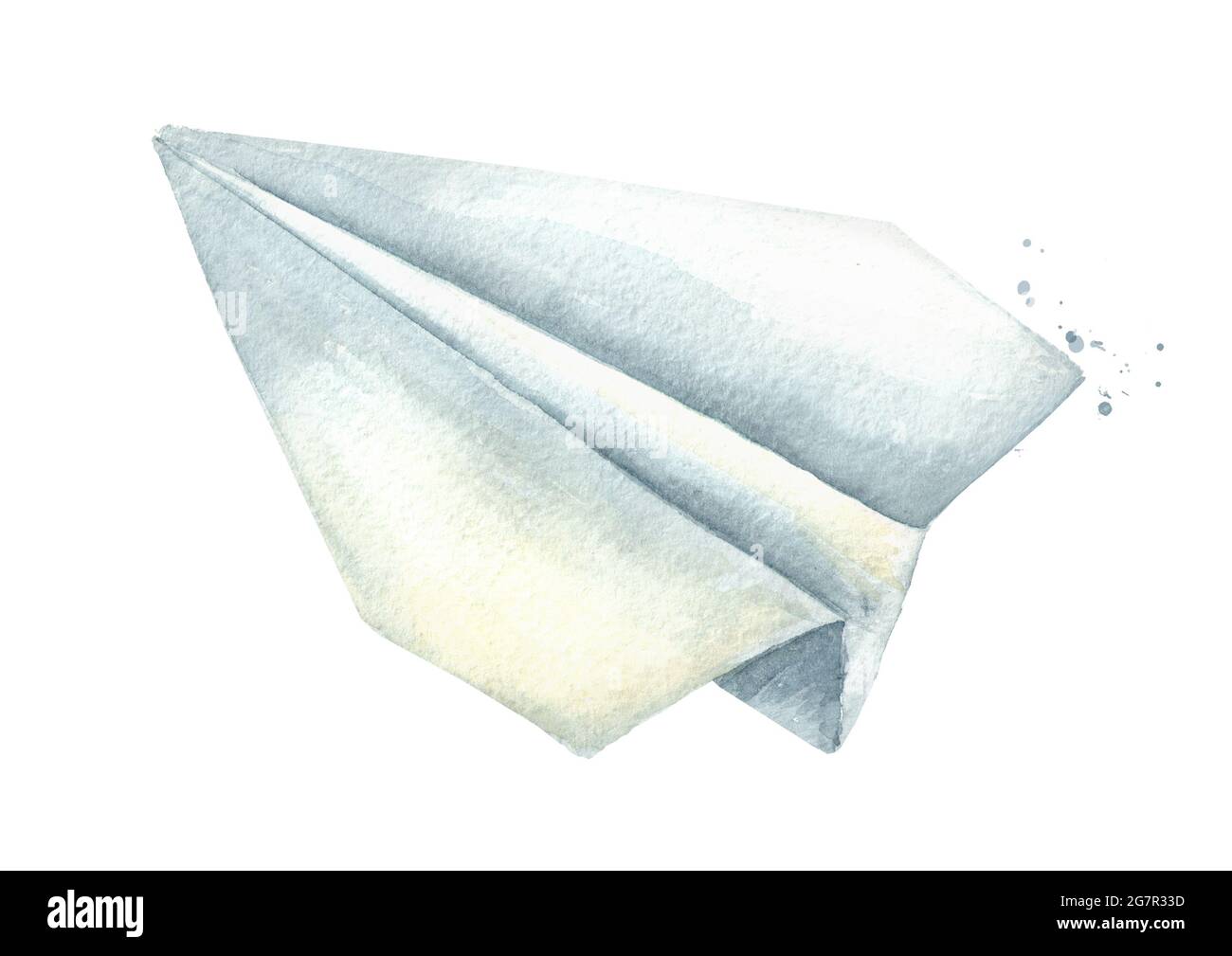 Paper plane. Graphic design element. Watercolor hand drawn illustration ...