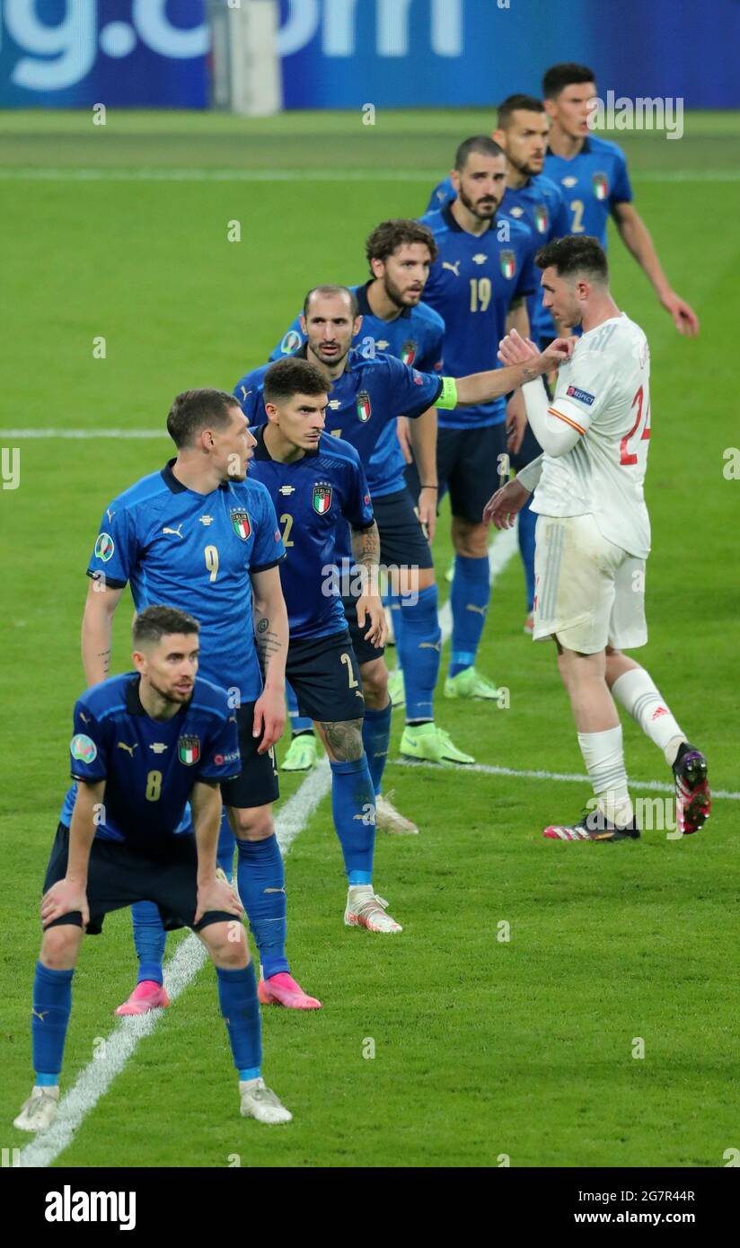 ITALIAN LINE OF DEFENCE, ITALY V SPAIN, 2021 Stock Photo - Alamy