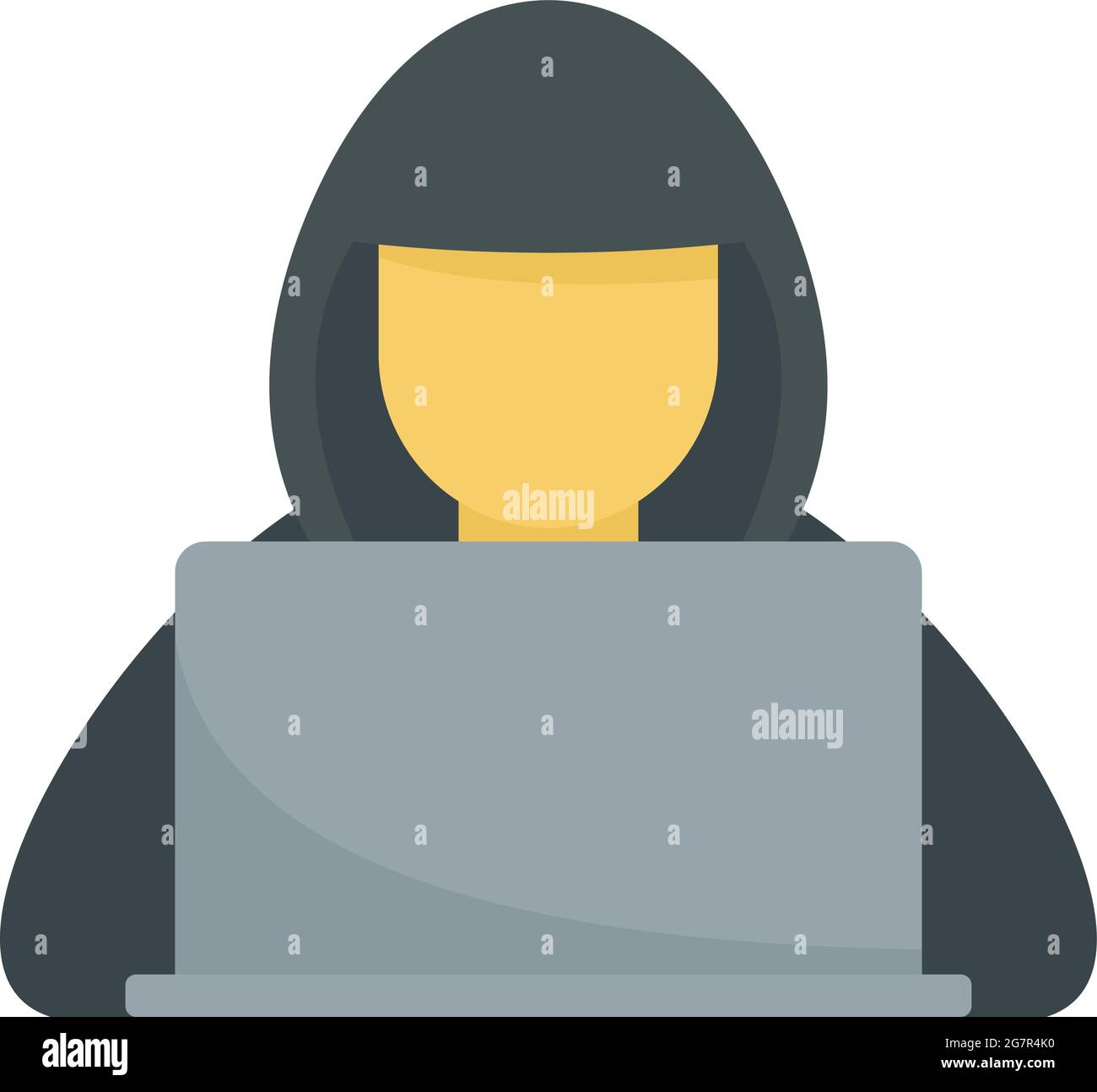 Hacker with hood icon. Flat illustration of hacker with hood vector ...