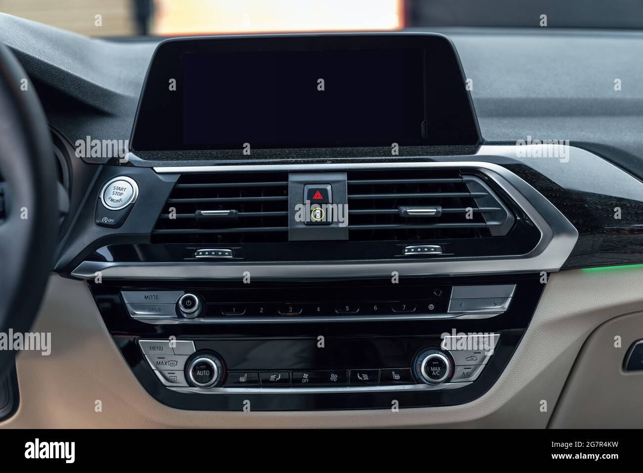 Premium car interior with multimedia display and dashboard. Control ...